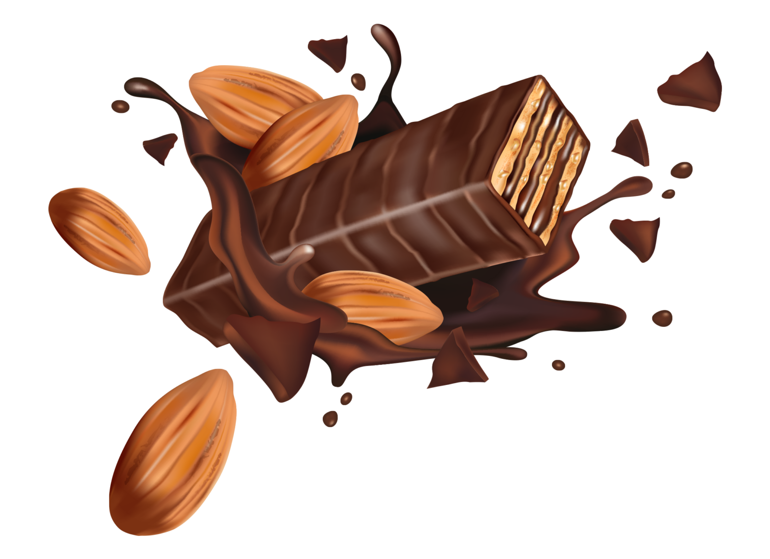 Шоколадный батончик с орехами в png (пнг) без фона