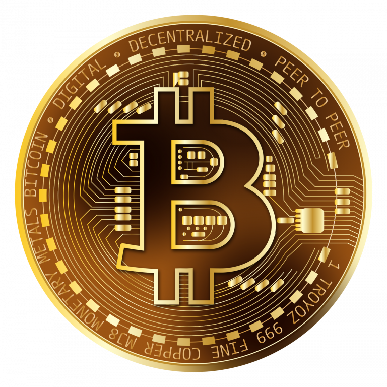 Золотая монета bitcoin без фона в png формате